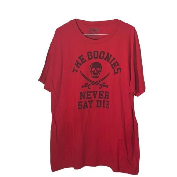 GOONIES | Shirts | Men Goonies T Shirt Red Never Say Die Size Xl 98 Pop ...